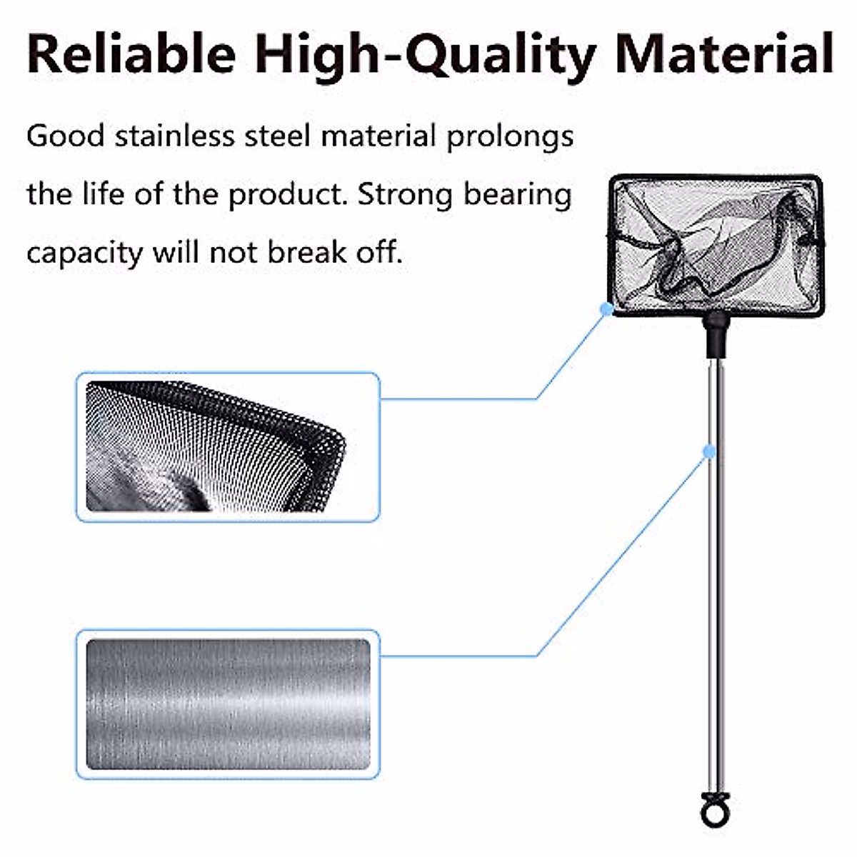 Grepol-V Aquarium Fish Net, 5 Inch Fine Mesh Fish Tank with Extendable 9-24 inch Long Handle