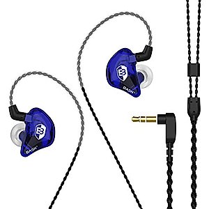 BASN Bsinger BC100 in Ear Monitor Headphones Universal Fit Noise Isolating IEM Earphones for Musicians Singers Studio Audiophiles (Blue)