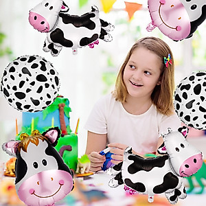 JOELELI 6 Pcs Huge Cow Balloon Walking Cow Foil Balloon Funny Cow Print Balloon Big Cow Head Mylar Balloon for Baby Shower Boy Girl 1st Birthday Farm Animal Western Cowboy Theme Party Decoration