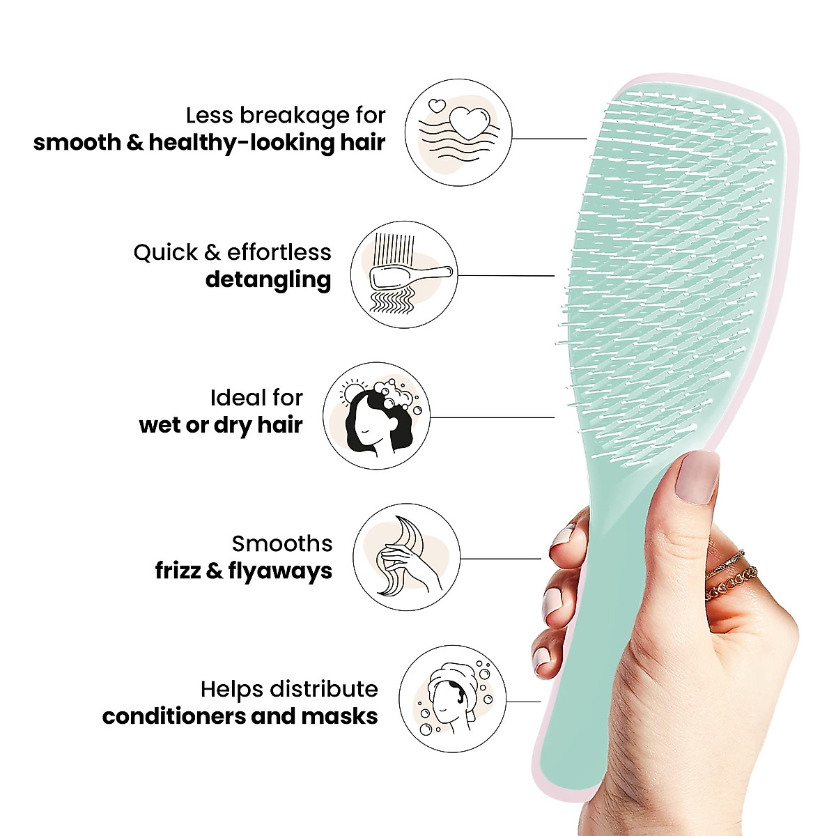 Tangle Teezer Ultimate Detangler Hairbrush for Wet & Dry Hair, Eliminates Knots & Reduces Breakage for All Hair Types, Baby Pink & Mint
