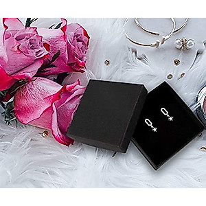dedoot Kraft Jewelry Boxes, Pack of 30 Square Cardboard Jewelry Gift Box 3.5x3.5x1.2 Inch Small Necklace Ring Earring Kraft Box for Jewelry Set with Velvet Cushion, Black