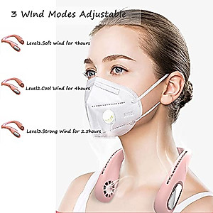 Ecoledix Portable Neck Fan Personal Fans Lightweight 360° Airflow Cooling Hanging Fan Wearable & Rechargeable 3Speeds Neck Cooler for Indoor&Outdoor (Pink)