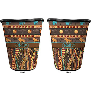 YouCustomizeIt African Lions & Elephants Waste Basket - Double Sided (Black) (Personalized)