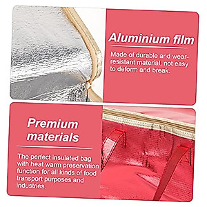 HOLIDYOYO Insulated Bag Decorative Thermal Food Bag Grocery Cooler Bag Insulated Grocery Bag Food Bag Hot Pizza Carriers Thermal Insulation Bag Cold Food Bags Film Red