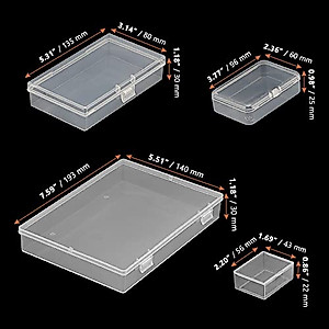 LEXININ 17 Pack 4 Sizes Rectangular Empty Mini Plastic Storage Box Containers, Plastic Organizer Storage Boxes with Hinged Lids, Small Plastic Box Craft Storage Containers for Organizing