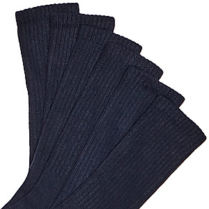 Jefferies Socks Little Boy's Seamless Half Cushion Sport Crew Socks 6 Pair Pack, Navy, Large