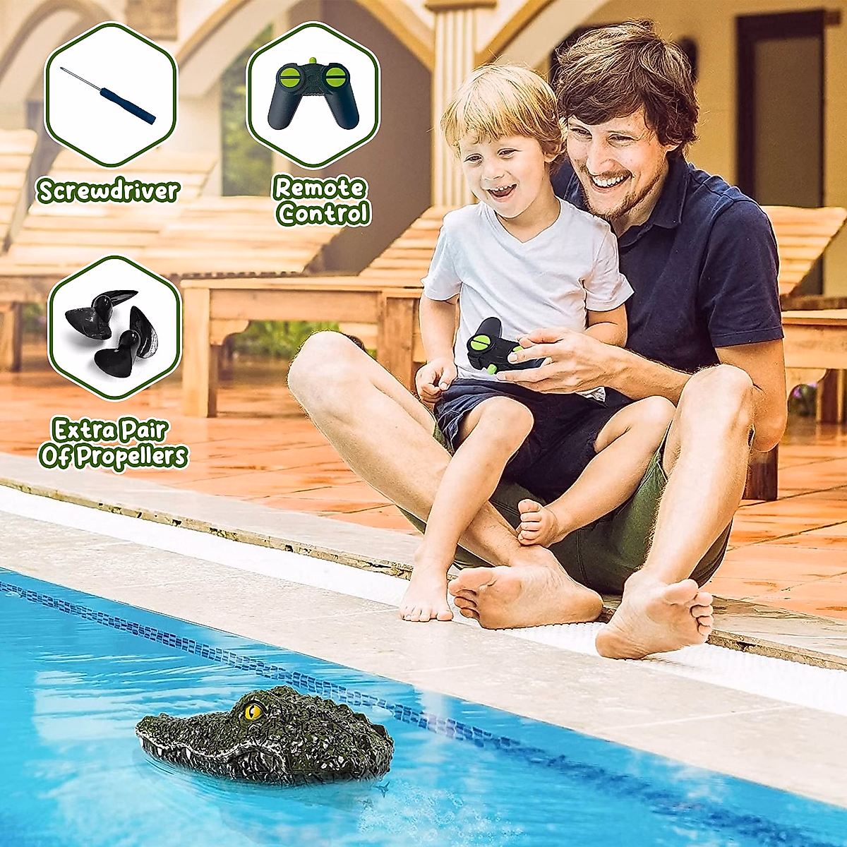 Doohickey Remote Control Alligator Head Boat for Kids and Adults, Simulates The Speed and Movement of a Real Alligator, for Pools, Water Parks, Lakes and More, Includes Gator Head and Remote Control