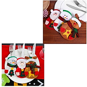 6 Pieces Christmas Tableware Holders Set Snowman Santa Claus Elk Tableware Bags suit for Christmas Party Decoration