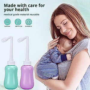 GOLDEN DEER 2 Pack Peri Bottle for Postpartum Care for Perineal Recovery 12.7 OZ Purple&Turquoise
