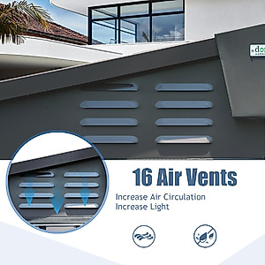 Domi Backyard Storage Shed 11’ x 9’ with Galvanized Steel Frame & Windows, Outdoor Garden Shed Metal Utility Tool Storage Room with Lockable Door for Patio(Dark Gray)