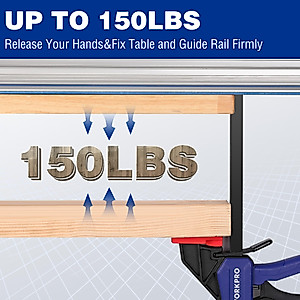 WORKPRO 9" Track Saw Clamps, Quick Release Track Saw Guide Rail Clamp for Woodworking, Circular Saw Guide Rail System, 150lbs Load Limit x 2-1/2" Throat Depth, 2PC
