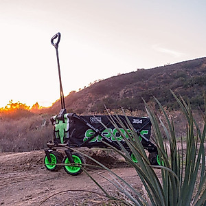 Creative Outdoor Push Pull Beach Hauler XXL, Collapsible and Portable Folding Wagon Cart, 200lbs Weight Capacity, Sport Series, Beach, Park, Garden Sports & Tailgate, (Green)