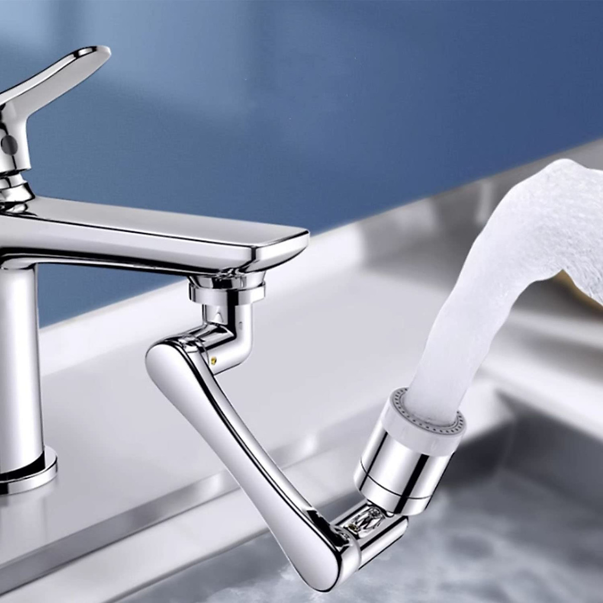 1080° Rotating Faucet Extender for kitchen faucet extension with 2 Water Outlet Modes, Universal Swivel Faucet Attachment, Multifunctional Splash Filter Robotic Arm Splash Filter Faucet Dual mode
