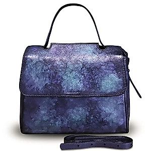 Genuine Leather Satchel for Women Handmade Vintage Top Handle Handbag Retro Cowhide Crossbody Handbags Purse (Multicolor1)