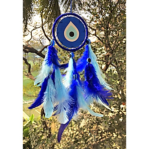 Rooh Dream Catcher ~ Evil Eye Canvas Car Hanging ~ Handmade Mandala Hangings for Positivity (Can be Used as Home Décor Accents, Wall Hangings, Garden, Car, Outdoor, Bedroom)