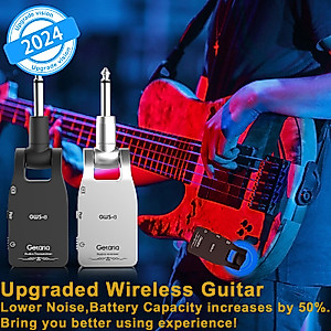Getaria Wireless Guitar System 2.4GHz Wireless Guitar Transmitter Receiver Electric Guitar Wireless Rechargeable Lithium Battery Audio Guitar Wireless System