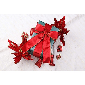 2.5Inch X 10 Yards Christmas Velvet Ribbon,2.5" Wide Wired Ribbon for Christmas Crafts Decoration, Wrapping Crafts (Green)