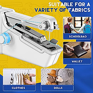Handheld Sewing Machine Practical Sewing Tool,Mini Handheld Sewing Machine for Quick Stitching,Portable Sewing Machine Suitable for Home,Travel and DIY,Electric Handheld Sewing Machine for Beginners,White