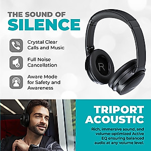 Bose QuietComfort Headphones Bundle with QC15 Airplane Jack Adapter and Cable -Wireless Over-Ear Bluetooth Bose Headphones - Noise Cancelling Headphones with Up to 24 Hours of Battery Life (Black)