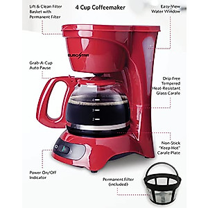 EUROSTAR 4-Cup Coffeemaker (Burgandy)