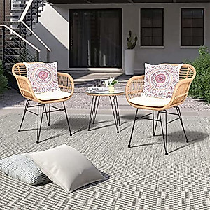 PAOLFOX 3 Piece Patio Set,Outdoor Bistro Set,Balcony Furniture,Wicker Patio Chairs,Patio Furniture,Backyard Furniture,Front Porch Furniture,Outdoor Chairs Set of 2