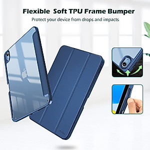 ProCase for iPad 10th Generation Case with Pencil Holder 2022 10.9 Inch, Clear Back iPad 10 Case, 10th Gen iPad Case for A2696 A2757 A2777 -Navy