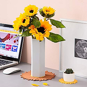 Sunflower Drink Coasters 2 Pack, Silicone Coasters for Drinks, Flower Soft Rubber Coaster, Protect Furniture from Water Marks or Damage, Non Slip Coasters (Small, Yellow)