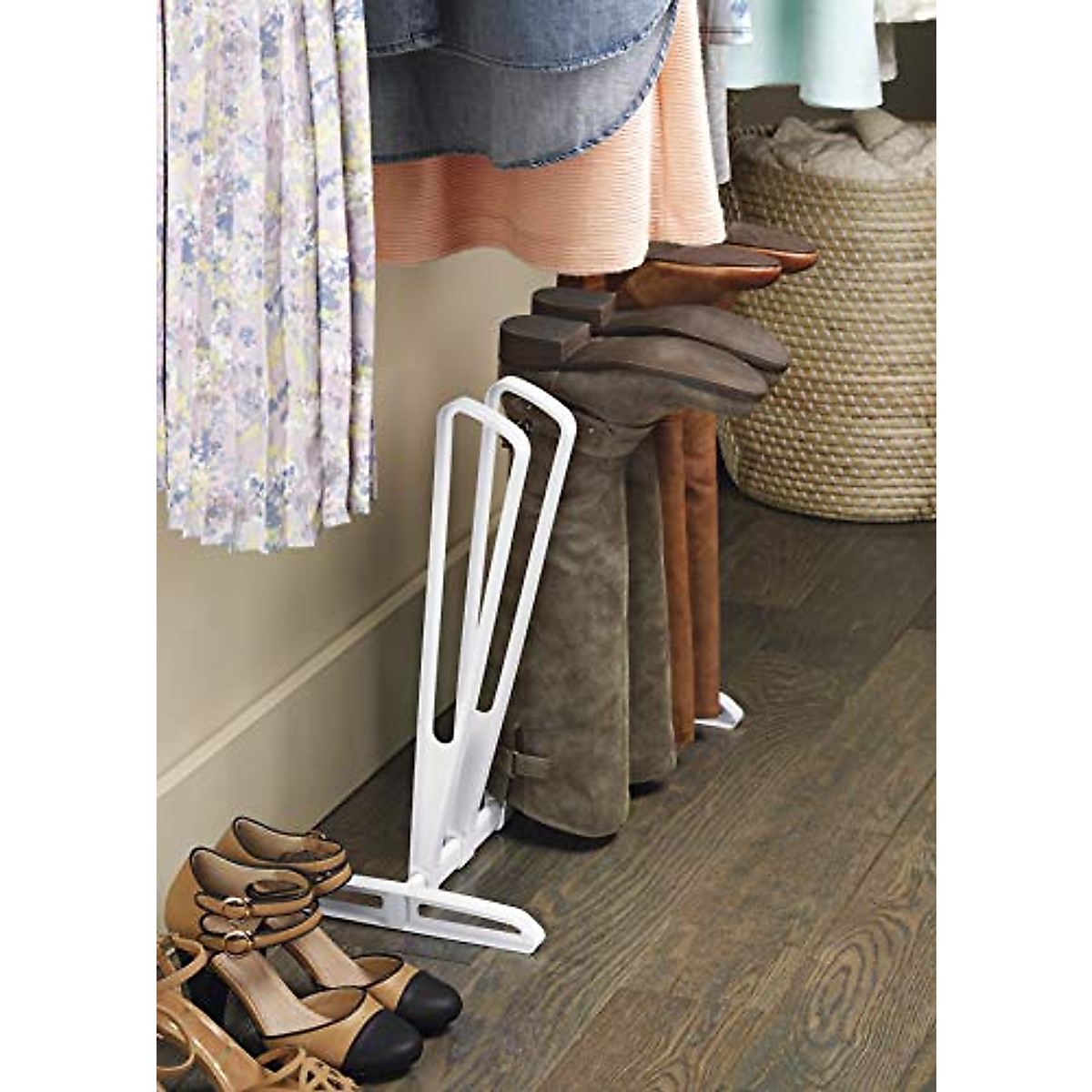 Whitmor 3 Pair Boot Rack - Adjustable Heavy Duty Frame - White 10.25 x 22.25 x 17.25