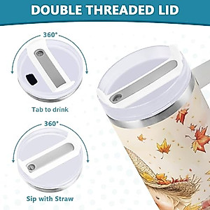 ODAWA Cute Scarecrow Autumn Maple Leaves Iced Coffee Tumbler Reusable Insulated Cup with Straw Water Cup