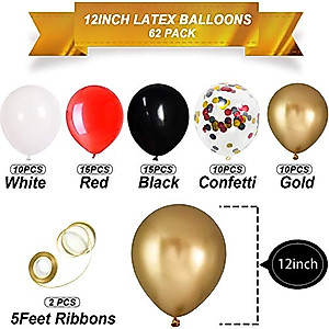 62 Pack Black White Red Chrome Gold Confetti Balloons for Graduation Casino Card Night Poker Las Vegas Wedding Birthday Party Decorations