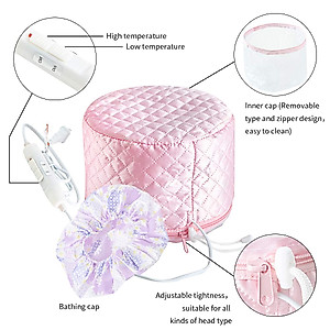 Hair Care Cap, 110V Yomagine Pink Hair Heat Treatment Cap, Deep Conditioning Heat Cap, Thermal Treatment Caps for Hair Spa, Beauty Steamer Nourishing Hat for Family Personal Care