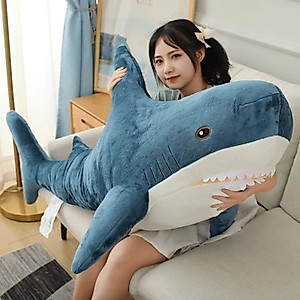 Ryttir 31 Inch XL Giant Shark Stuffed Animals,Chubbier Shark Pillow Soft Shark Plush Shark Body Pillow Stuffed Shark Décor, Perfect Chrismas Stress Relief Gifts for Kids Women