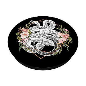 Snake Vintage Animal Drawing Retro Reptile Biology Black PopSockets PopGrip: Swappable Grip for Phones & Tablets