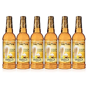 Jordan's Skinny Syrups Sugar Free Coffee Syrup, Vanilla Flavor Drink Mix, Zero Calorie Flavoring for Chai Latte, Protein Shake, Food and More, Gluten Free, Keto Friendly, 25.4 Fl Oz, (Pack of 6)