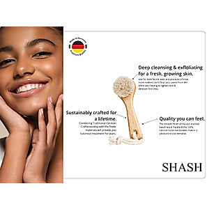 Since 1869 Hand Made in Germany - Sustainable Exfoliating Face Brush, Scrub Cleansing Brush, Exfoliates Skin to Help Reduce Flaking, Fine Lines, Supports Glowing Complexion (Medium Horse Hair Bristle)