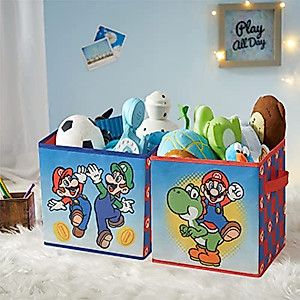 Idea Nuova Nintendo Super Mario 2 Piece Collapsible Storage Cubes, 10"x10"x10"