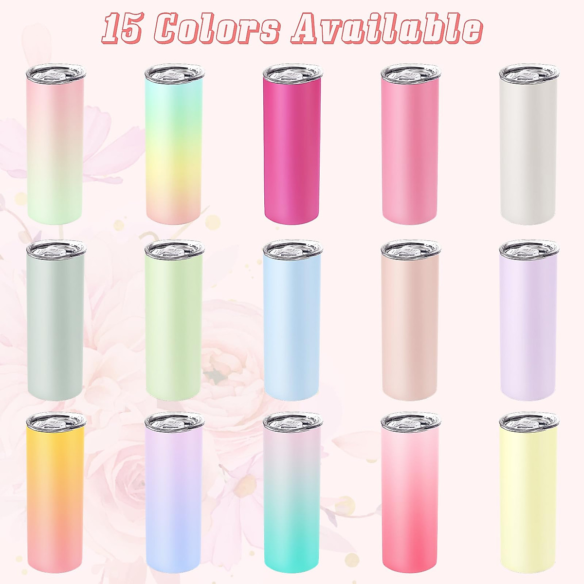 Personalized Tumblers with Names, Custom Coffee Tumbler with Birth Flower - 15 Colors 20 oz Skinny Tumblers Cups with Straw, Personalized Birthday Gifts for Women Mom…