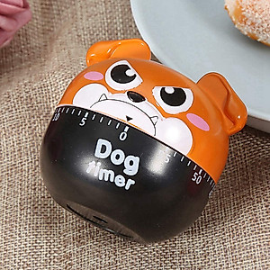 60 Minute Mechanical Kitchen Timer, Cute Dog Kitchen Timer for Cooking and Exercise Timing Manual Winding Up Kitchen Countdown Timer Management Tool (Reddish Brown)