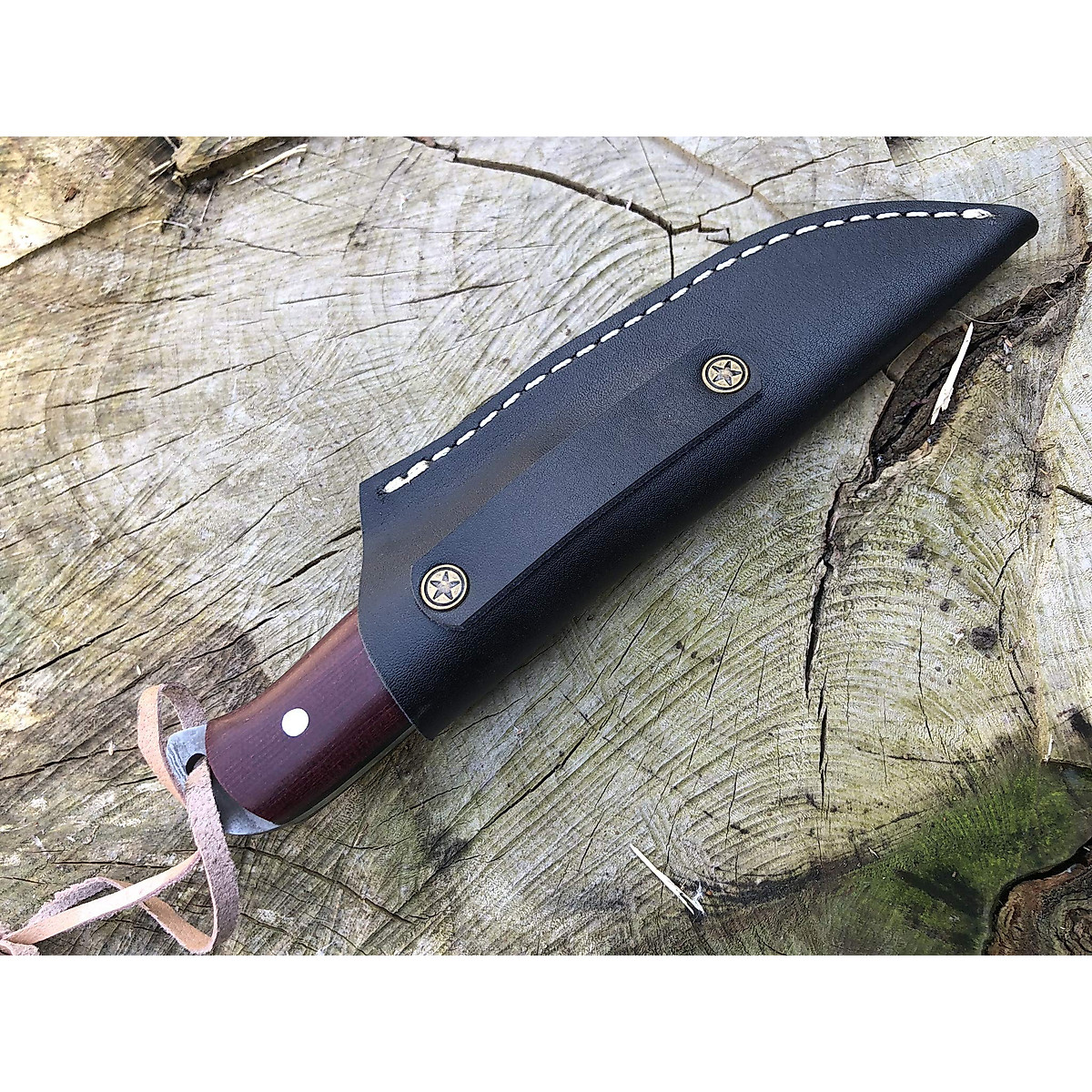 Perkin Damascus Steel Hunting Knife With Sheath Skinning & Bushcraft Knife - SK400