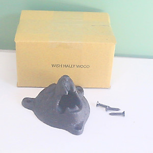 Wall Mounted Bottle Opener, WISH HALLY WOOD Cast Iron Wall Mount Bear Teeth Bite Bottle Cap Opener With 3 Matching Screws