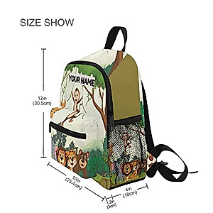 OREZI Custom Kid's Name Toddler Backpack,Personalized Backpack with Name/Text Daycare Bag,Customization (Animal Jungle Monkey Tiger Giraffe Lion Elephant) Nursery Bag Preschool Backpack Baby Diaper Ba