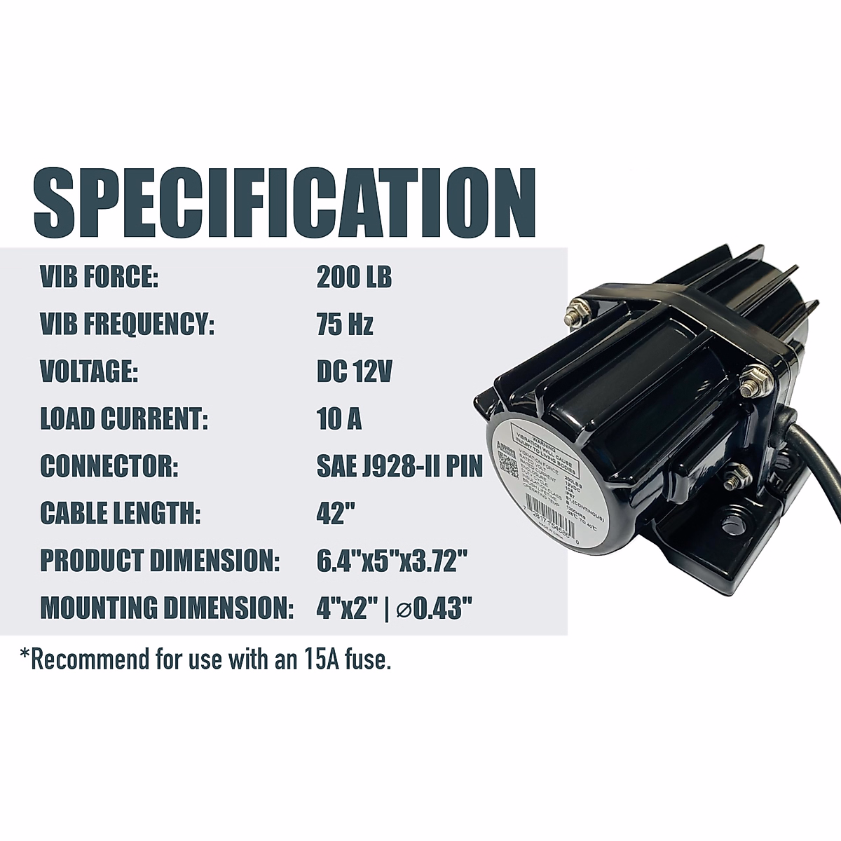 AmbitionMotor Salt & Sand Vibrator 200LBS 80W DC 12V for Buyers Karrier Cougar SnowEx Trynex Meyers Spreaders