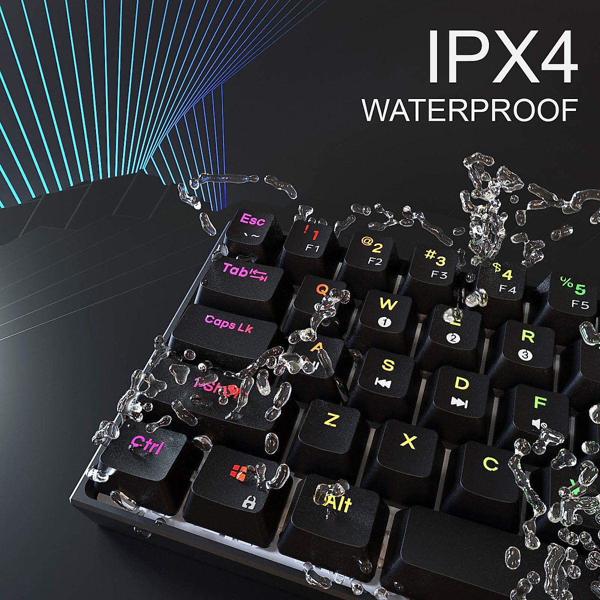 DIERYA DK61E 60% Percent Mechanical Gaming Keyboard, Optical Blue Clicky Switch, PBT Keycap, RGB Backlit, Waterproof, Wired USB C Mechanical Keyboard with Full Keys Programmable
