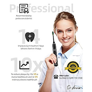 7AM2M Electric Toothbrush 2 Pack Set for Kids and Adults, 12 Brush Heads,5 Adjustable Modes, Built-in 2-Minute Smart Timer,Wireless Fast Charge for 60 Days,IPX7 Waterproof SonicToothbrush(Black+Pink)