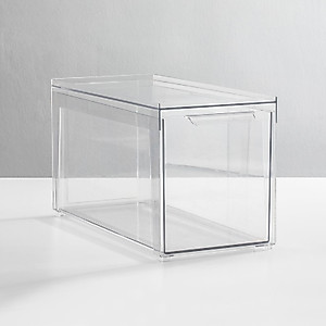 mDesign Plastic Stackable Bathroom Storage with Pull Out Bin Organizer Drawer for Cabinet, Vanity, Shelf, Cupboard, Cabinet, or Closet Organization - Lumiere Collection - 2 Pack - Clear