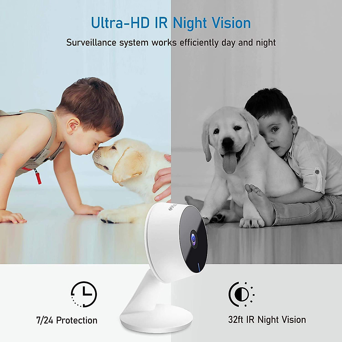 LaView Home Security Camera HD 1080P(2 Pack) Motion Detection,Include 2 SD Cards,Two-Way Audio,Night Vision,WiFi Indoor Surveillance Wired for Baby/pet,Alexa and Google,Cloud Service (US Server)