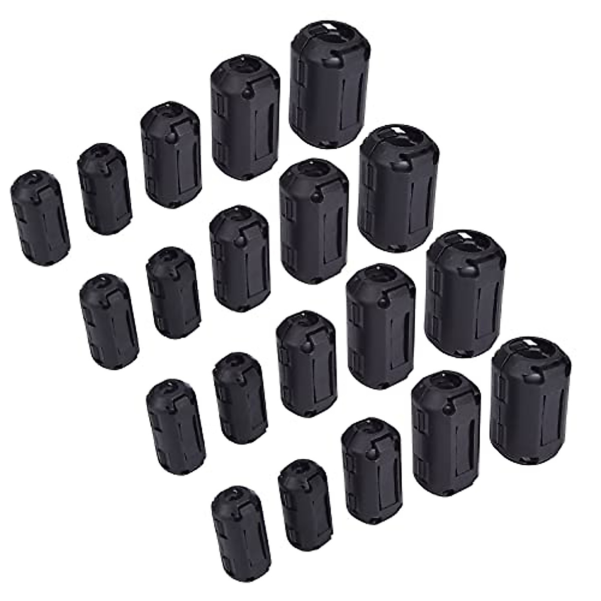 Mateda Ferrite Ring Core Ferrite Beads Clip RFI EMI Noise Suppressor Anti-Interference Cable Clip for 3.5mm/ 5mm/ 7mm/ 9mm/ 13mm Diameter Cable, Black (20)