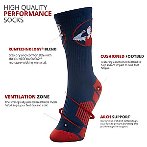 ChalkTalkSPORTS Wrestling Performance Crew Socks - Navy and Red Wrestling Mid-Calf Sock - Youth