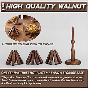 Natural Wood Trivets for Hot Dishes,Foldable Wooden Tree Trivet Hot Plate Mat,Set of 3 Walnut Wood Trivet Tree Hot Pads for Kitchen,Multifunction Wooden Trivets for Hot Pots and Pans for Quartz