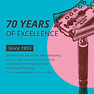 Dorco EVE3 Razor Smooth Touch™ for Women, Includes 1 Razor Handle and 6 Long-Lasting Razor Blade Refills (Handle + 6 Refills)